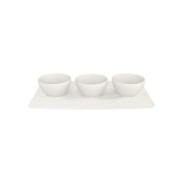 Villeroy & Boch Dipschale VILLEROY & BOCH "Dipsch&auml;lchen-Set Manufacture Rock 3er Set wei&szlig;", wei&szlig;, L:28cm, Sch&uuml;sseln, Dipschale