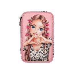 Buntstift Depesche "3-Fach Federtasche LEOHEART mit Schleifen TOPModel 7,5 x 13 x 20 cm rosa", Kinder, rosa, Kunststoff, Stifte