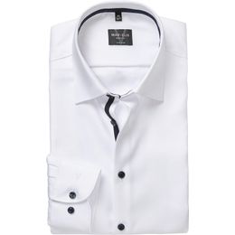 Langarmhemd MARVELIS, Herren, Gr. 43, N-Gr, wei&szlig;, Web, Obermaterial: 100% Baumwolle, unifarben, slim fit normal, 2-Knopf-Manschette, Hemden, Businesshemd, New-York-Kentkragen, unifarben, schmale Passform