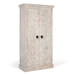 Pharao24.de W&auml;scheschrank Massivholzschrank in Mangoholz Sandfarben 166 cm hoch