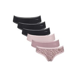 Slip Sloggi "Slip GO Crush Hipster C6P 6er Pack", Damen, Gr. M, bunt (schwarz, rosa), Obermaterial: 95% Baumwolle CO. 5% Elasthan EL., Unterhosen Slip