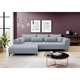 Ecksofa WERK2 "Garay, XXL-Liegefl&auml;che: elektrisch ausziehbar auf ca. 228&times;126 cm", grau, B:287cm H:64cm T:220cm, 100% Polyester, Sofas, Ecksofa, Luxus in &Uuml;bergr&ouml;&szlig;e: XXL-Liegefl&auml;che, Komfort-Ottomane & stilvolle F&uuml;&szlig;e