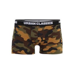 Boxershorts Urban Classics "Urban Classics Herren 2-Pack Camo Boxer Shorts", Herren, Gr. S, 1 Stk., woodcamo schwarzcamo, 95% Baumwolle, 5% Elasthan, Unterhosen