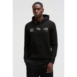 Kapuzensweatshirt CAMP DAVID, Herren, Gr. L, schwarz, Jersey, Material: 70% Baumwolle, 30% Polyester, bedruckt, regular fit normal, Rundhals, eingesetzt Rippb&uuml;ndchen, Sweatshirts, Kapuze mit verstellbarem Gummizug