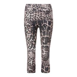 Madeleine Mode Leggings MADELEINE "Tights Verk&uuml;rzte Tights mit Leo-Print", Damen, Gr. 46, N + K Gr, grau (grege, multicolor), Obermaterial: 92% Polyester PES. 8% Elasthan EL., Hosen Leggings