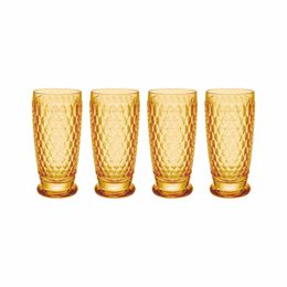 Villeroy & Boch Longdrinkglas VILLEROY & BOCH "Longdrinkgl&auml;ser Boston Coloured 400 ml 4er Set", gelb (saffron), Glas, Trinkgef&auml;&szlig;e
