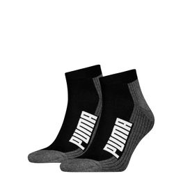 Kurzsocken Puma "Puma UNISEX BWT CUSHIONED QUARTER 2P", Herren, Gr. 35-38, schwarz-wei&szlig; (schwarz, wei&szlig;), Baumwollmischung, normal, Socken, Zweifarbig, Rippenb&uuml;ndchen