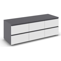 TV-Board Rauch "Sideboard Kommode Lowboard TV-Schrank MAINZ", graumetallic, alpinwei&szlig;, B:120cm H:42cm T:42cm, Holzwerkstoff, Sideboards, TV-Board, praktische und ger&auml;umige Schubladen MADE IN GERMANY