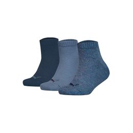 Sneakersocken Puma "Socken Plain Quarter 3P 3er Pack", M&auml;dchen, Gr. 39-42, blau (denim blau), Obermaterial: 71% Baumwolle CO. 14% Polyamid PA. 13% Polyester PES. 2% Elasthan EL., Socken Sneakersocken