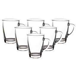 Tasse Van Well "Kaffeebecher Teebecher Nordic 300 ml 6er Set transparent", bunt (transparent), 6 tlg., Glas, Trinkgef&auml;&szlig;e, Tasse