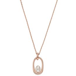 Kette mit Anh&auml;nger Skagen "Schmuck Geschenk Edelstahl AGNETE", rosa (ros&eacute;goldfarben, wei&szlig;), Halsketten, Damen, Edelstahl Perlen, L: 47,5, Edelstahl, Perlen, mit Muschelkernperle