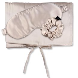 Seidentuch AILORIA "Tasche, Schlafmaske & Scrunchie M aus Seide TRAVEL SET BEAUTY M", Damen, beige, Obermaterial: 100% Seide silk., Modet&uuml;cher