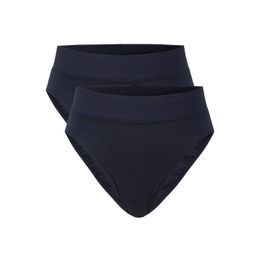 Slip Calida "Slip Elastic High Waist 2er Pack", Damen, Gr. 44-46, blau (dunkelblau), Obermaterial: 94% Baumwolle CO. 6% Elasthan EL., Unterhosen Slip
