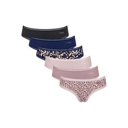 Slip Sloggi "Slip GO Crush Hipster C6P 6er Pack", Damen, Gr. XL, bunt (blau, schwarz, rosa), Obermaterial: 95% Baumwolle CO. 5% Elasthan EL., Unterhosen Slip