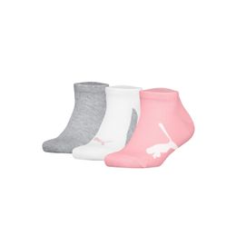 Sneakersocken Puma "Socken BWT Sneaker 3P 3er Pack", M&auml;dchen, Gr. 27-30, bunt (grau, wei&szlig;, rosa), Obermaterial: 66% Baumwolle CO. 18% Polyamid PA. 14% Polyester PES. 2% Elasthan EL., Socken Sneakersocken
