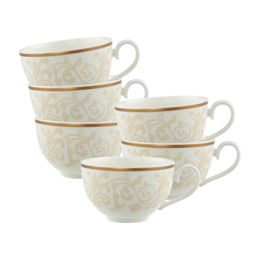 Villeroy & Boch Tasse VILLEROY & BOCH "Fr&uuml;hst&uuml;ckstassen Ivoire 310 ml 6er Set wei&szlig;-gold", bunt (wei&szlig;, gold), 6 tlg., Porzellan, Trinkgef&auml;&szlig;e, Tasse
