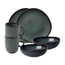 Geschirr-Set "Fr&uuml;hst&uuml;cks-Set Lave 6er Set", grau (gris), 6 tlg., Steingut, LIKE. BY VILLEROY & BOCH, Geschirr-Sets, Fr&uuml;hst&uuml;cks-Set Geschirr-Set