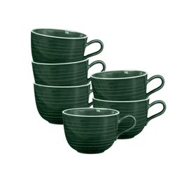 Tasse Seltmann Weiden "Milchkaffeetassen Terra 400 ml 6er Set", gr&uuml;n (moosgr&uuml;n), 6 tlg., Porzellan, Trinkgef&auml;&szlig;e, Tasse