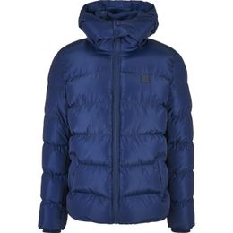 Allwetterjacke Urban Classics "Urban Classics Herren Hooded Puffer Jacket", Herren, Gr. M, spaceblau, 100% Polyester, unifarben, normal, ohne Ausschnitt, Jacken
