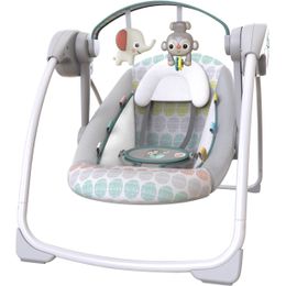 Babywippe Bright Starts "Whimsical Wild Portable Swing", Baby, grau, Kunststoff, Metall, Stoff, Babywippen, mit Sound-Effekt