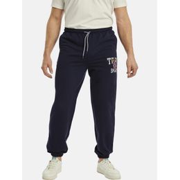 Jogginghose Jan Vanderstorm "Jogginghose THIBOR", Herren, Gr. L, N-Gr, blau (dunkelblau), Obermaterial: 100% Baumwolle CO., comfort fit, Hosen Jogginghose, mit Norwegenflaggen-Aufn&auml;her