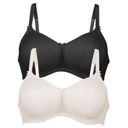 Schalen-BH Anita "2er Pack Schalen BH Lace Rose", Damen, Gr. 75, Cup B, bunt (champagner schwarz), Obermaterial: 50% Polyamid PA. 30% Polyester PES. 20% Elasthan EL., BHs Schalen-BH