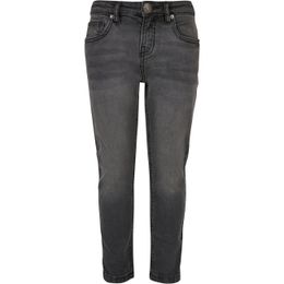 Stoffhose Urban Classics "Urban Classics Herren Boys Stretch Denim Pants", M&auml;dchen, Gr. 110/116, Normalgr&ouml;&szlig;en, schwarzwashed, 98% Baumwolle, 2% Elasthan, unifarben, normal, Hosen Stoffhose