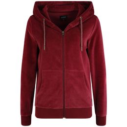 Kapuzensweatjacke oxmo "Kapuzensweatjacke OXVicky", Damen, Gr. XS, rot (wine rot), Obermaterial: 80% Baumwolle CO. 20% Polyester PES., Sweatjacken
