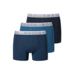 Boxershorts Schiesser "Boxershort 3er Pack", Jungen, Gr. 152, blau, Obermaterial: 95% Baumwolle CO. 5% Elasthan EL., Unterhosen