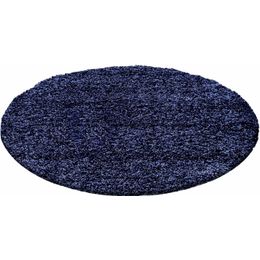 Hochflor-Teppich Ayyildiz Teppiche "Life Shaggy 1500" Gr. 9, blau (navy), H:30mm &Oslash;:160cm, Kunstfaser, Teppiche, auch in rechteckig, Wohnzimmer, Langflor, gro&szlig;e Farbauswahl