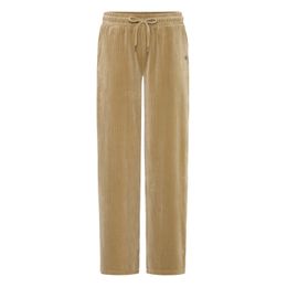Loungehose oxmo "Loungehose OXEBBA WIDE LEG", Damen, Gr. L, N-Gr, blau (sepia tint), Obermaterial: 95% Polyester PES. 5% Elasthan EL., Hosen Loungehose