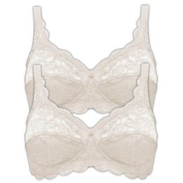 B&uuml;gelloser BH SuSa "2er Pack BH ohne B&uuml;gel Latina", Damen, Gr. 110, Cup C, beige (champagner champagner), Spitze, Obermaterial: 77% Polyamid PA. 15% Baumwolle CO. 8% Elasthan EL., BHs