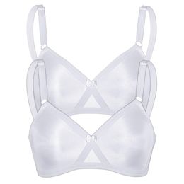 Sassa Mode Soft-BH SASSA "2er Pack Soft BH mit Kreuzblende Functional Bras", Damen, Gr. 85, Cup B, wei&szlig; (wei&szlig; wei&szlig;), Obermaterial: 88% Polyamid PA. 12% Elasthan EL., BHs Soft-BH