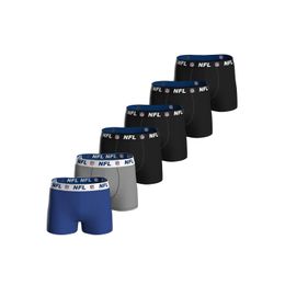 Boxershorts NFL "Boxershort NFL SHIELD 6pk Boxers 6er Pack", Herren, Gr. M, bunt (schwarz, blaumix), Obermaterial: 95% Baumwolle CO. 5% Elasthan EL., Unterhosen