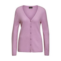 Strickjacke GOLDNER "Kurzgr&ouml;&szlig;e Kaschmirstrickjacke mit V-Ausschnitt", Damen, Gr. 20, lila (violett), Obermaterial: 100% Kaschmir WS., Strickjacken Strickjacke
