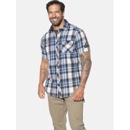 Kurzarmhemd Jan Vanderstorm "Kurzarmhemd INGOLOF", Herren, Gr. 3XL, weit, blau (blau kariert), Obermaterial: 100% Baumwolle CO., Hemden