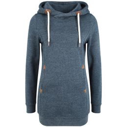 Kapuzenpullover oxmo "Hoodie OXVicky", Damen, Gr. S, blau (ins bl mel), Obermaterial: 80% Polyester PES. 20% Baumwolle CO., Sweatshirts Kapuzenpullover
