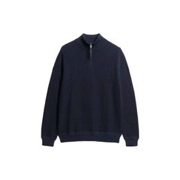 Sweatshirt Superdry "Strickpullover Cotton Texture Henley", Herren, Gr. M, blau (dunkelblau), Obermaterial: 100% Baumwolle CO., Sweatshirts Sweatshirt