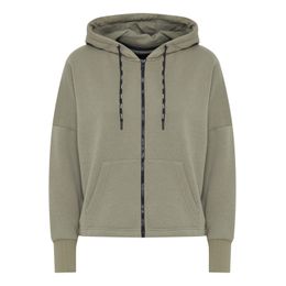 Sweatjacke oxmo "Sweatjacke OXSanice", Damen, Gr. L, gr&uuml;n (vetiver), Obermaterial: 55% Polyester PES. 45% Baumwolle CO., Sweatjacken Sweatjacke