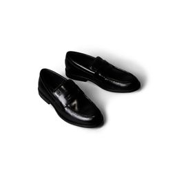 Loafer Calvin Klein "ESS RUBBER PENNY LOAFER POL LTH", Herren, Gr. 43, schwarz, Leder, unifarben, Schuhe Loafer, Schlupfschuh, Mokassin, ungeschn&uuml;rter Halbschuh