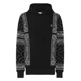 Kapuzensweatjacke Philipp Plein "Paisley", Herren, Gr. L, 02, schwarz, Obermaterial: 100% Baumwolle, Sweatjacken