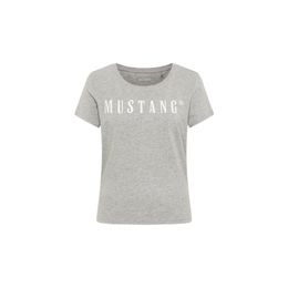 T-Shirt Mustang "T-Shirt Style Alma 1er Pack", Damen, Gr. S, grau, Obermaterial: 100% Baumwolle CO., Shirts T-Shirt