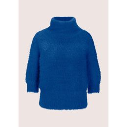 Madeleine Mode Longpullover MADELEINE "Pullover Weicher Strick mit Ballon&auml;rmeln", Damen, Gr. 36, blau (royalblau), Obermaterial: 79% Polyamid PA. 11% Viskose CV. 8% Schurwolle WV. 2% Kaschmir WS., Pullover Longpullover