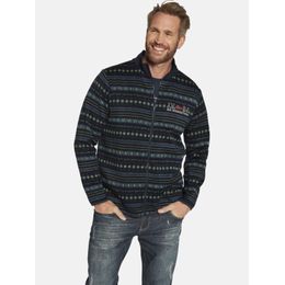 Sweatjacke Jan Vanderstorm "Fleecejacke NELS", Herren, Gr. 4XL, blau (dunkelblau gemustert), Obermaterial: 100% Polyester COOLMAX PES(Coolmax)., Sweatjacken Sweatjacke