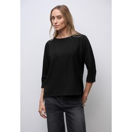 3/4-Arm-Shirt Street One, Damen, Gr. 34, schwarz, Stoff, 52% Polyester, 27% Viskose, 20% metallisierte Fasern, 1% Elasthan, gl&auml;nzend, regular fit normal, U-Boot-Ausschnitt, abgesteppt, Shirts 3/4-Arm-Shirt, aus softem Materialmix