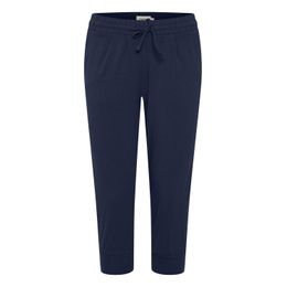 Caprihose oxmo "Caprihose OXOdda", Damen, Gr. L, N-Gr, blau (indigo blau), Obermaterial: 95% Baumwolle CO. 5% Elasthan EL., Hosen Caprihose