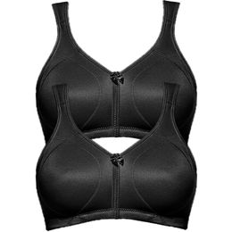 Entlastungs-BH SuSa "2er Pack Entlastungs BH Topsy Plus", Damen, Gr. 75, Cup F, schwarz (schwarz schwarz), Stoff, Obermaterial: 78% Polyamid PA. 22% Elasthan EL., BHs Entlastungs-BH