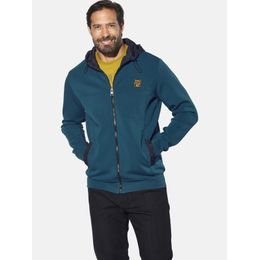 Kapuzensweatjacke Jan Vanderstorm "Sweatjacke HALMAR", Herren, Gr. L, blau (petrol), Obermaterial: 48% Polyester COOLMAX PES(Coolmax). 46% Baumwolle CO. 6% Elasthan EL., Sweatjacken