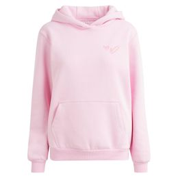 Kapuzenpullover MISS TEE "Miss Tee Heart Signs EMB Ladies Fluffy Hoody", Damen, Gr. M, softpink, 70% Baumwolle, 30% Polyester, mehrfarbig, loose fit, ohne Ausschnitt, Pullover Kapuzenpullover