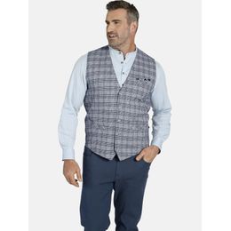 Funktionsweste CHARLES COLBY "Weste DUKE NIVEN", Herren, Gr. 70, grau (blau kariert), Obermaterial: 60% Baumwolle CO. 40% Leinen LI., comfort fit normal, Westen Funktionsweste, im modischen Glencheck-Muster